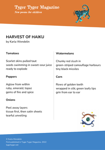 KS2 poetry - haiku, harvest, five senses | Teaching Resources