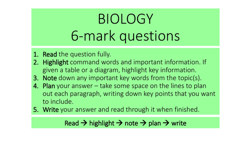 Biology 6-mark ESQ answer guide | Teaching Resources