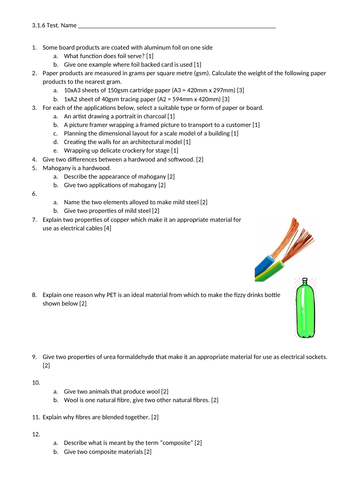 3.1.6 Materials and their working properties + test | Teaching Resources