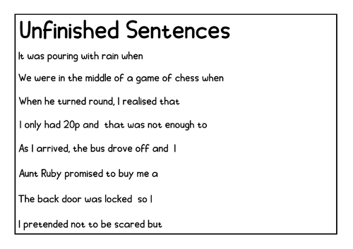 Unfinished Sentence Writing Sheets KS1 | Teaching Resources