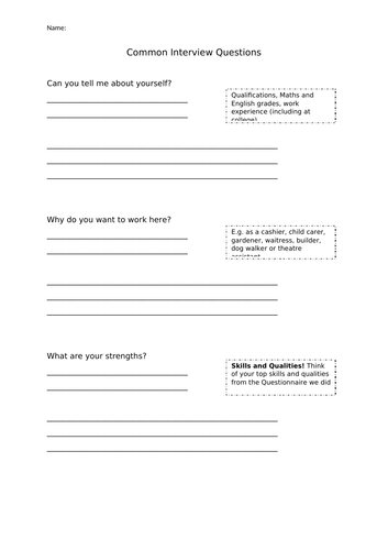 Answering Common Interview Questions | Teaching Resources Answering Common Interview Questions | Teaching Resources