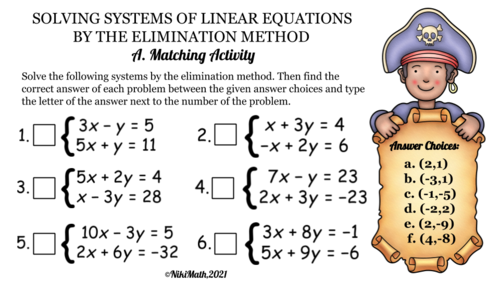 Systems of Linear Equations (Elimination Method) -Triple Activity ...
