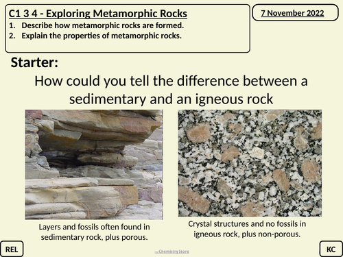 KS3 Chemistry AQA C1 3 4 Exploring Metamorphic Rocks | Teaching Resources