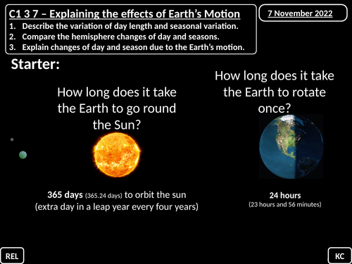 KS3 Chemistry AQA C1 3 7 Explaining the Effects of the Earths Motion ...