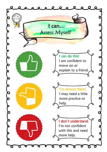 Student Self Assessment Self Evaluation Reflection Poster | Teaching ...