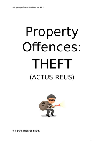 AQA A LEVEL LAW THEFT | Teaching Resources