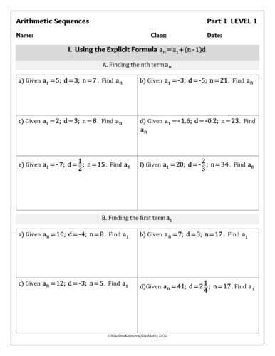 Arithmetic Sequences - Practice/Group Activity (70 problems) | Teaching ...
