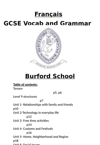 AQA GCSE French Vocab Booklet/Knowledge Organiser | Teaching Resources