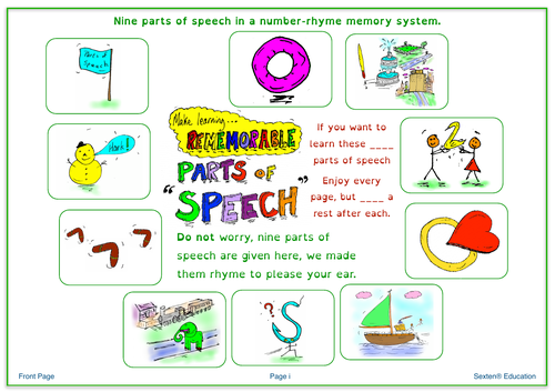 Rememorable Parts of Speech (free) | Teaching Resources