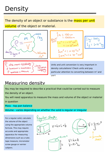 AQA - A-Level Physics - Mechanics and materials - Density | Teaching ...