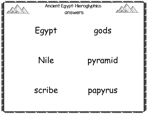 Ancient Egypt Hieroglyphics Worksheets with answers and alphabet poster | Teaching Resources