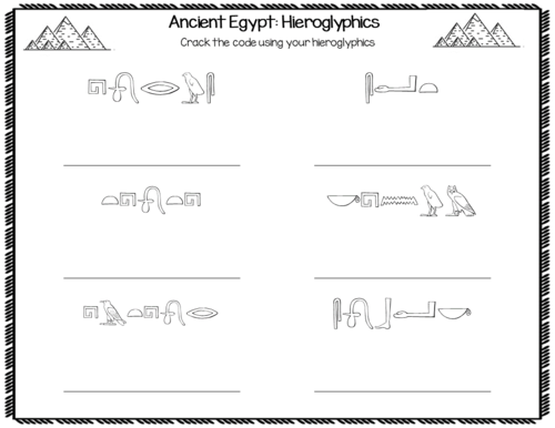 Ancient Egypt Hieroglyphics Worksheets with answers and alphabet poster ...