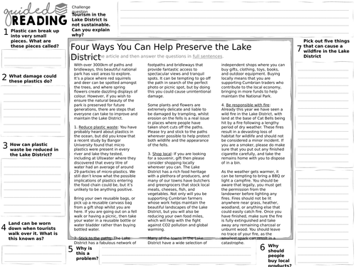 Guided reading and vocabulary activities- Tourism | Teaching Resources