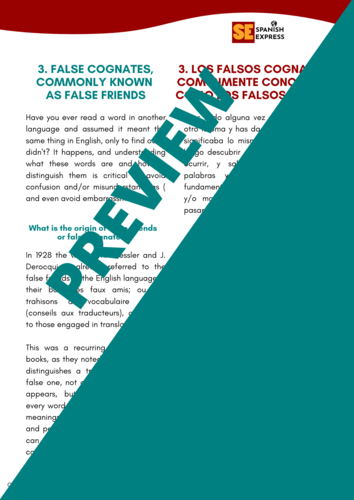 English - Spanish cognates workbook with activities for the classroom ...