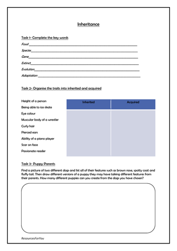 Science Evolution And Inheritance Inheritance Year 6 Teaching Resources 