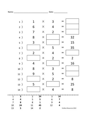 Examples Of Box Maths Worksheet Add Subtract Times Divide Read