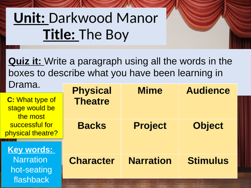 Darkwood Manor SoW | Teaching Resources