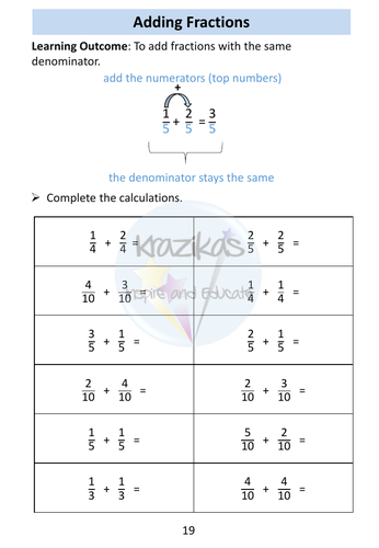 Fractions Workbook - Functional Skills Maths - Entry Level 3 | Teaching ...