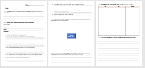 Gender Equality: Everyday Sexism - Full Lesson and Resources | Teaching ...