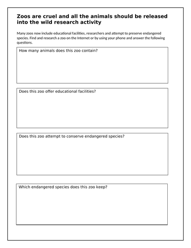 The Ultimate Discussion Pack-Are Zoos Cruel? | Teaching Resources