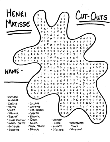 ARTIST WORDFIND - Henri Matisse | Teaching Resources