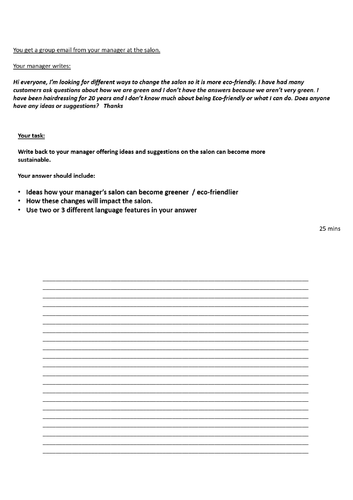 English Functional skills - Hairdressing (sustainability focus ...