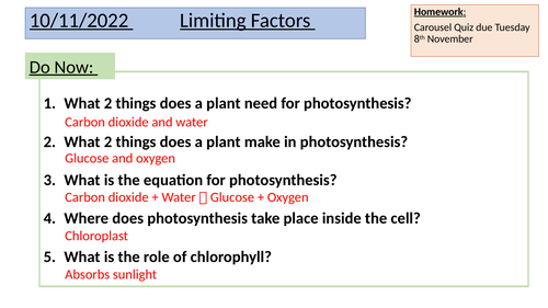 Photosynthesis Limiting Factors | Teaching Resources