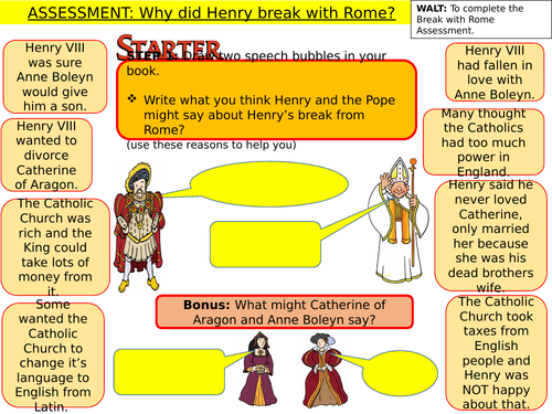 ASSESSMENT: Why did Henry break with Rome? | Teaching Resources