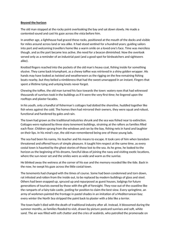 AQA GCSE English Lang Paper 1 The Old Man &the Sea Creative reading ...