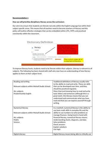 Whole school literacy | Teaching Resources