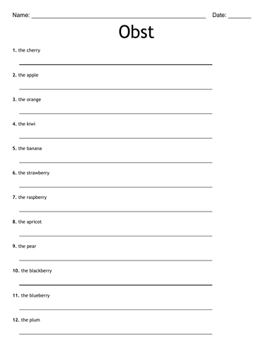 Obst - Fruit -German Puzzle Activities | Teaching Resources