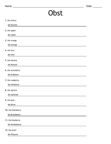 Obst - Fruit -German Puzzle Activities | Teaching Resources