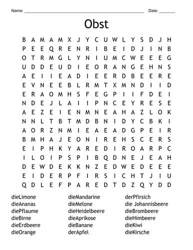 Obst - Fruit -German Puzzle Activities | Teaching Resources