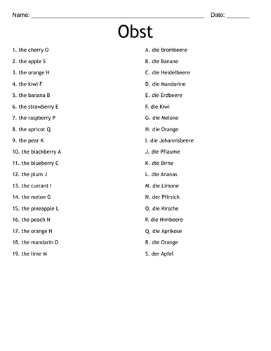 Obst - Fruit -German Puzzle Activities | Teaching Resources