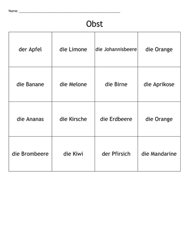 Obst - Fruit -German Puzzle Activities | Teaching Resources