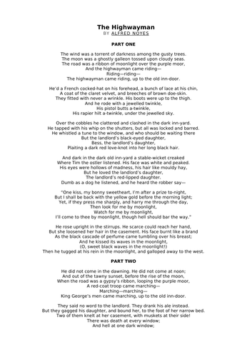 The Highwayman Poem - UKS2 | Teaching Resources