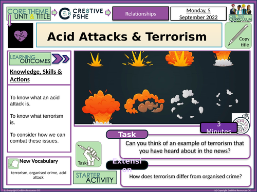 Acid attacks and Terrorism | Teaching Resources
