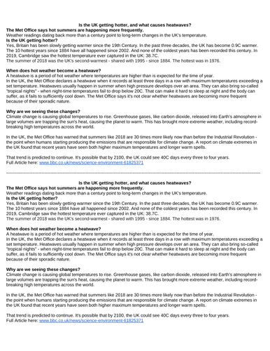 Rising temperatures + Climate Change | Teaching Resources