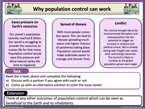 Population Control RE Lesson | Teaching Resources