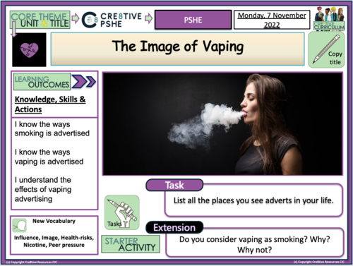 Vaping - PSHE lesson | Teaching Resources