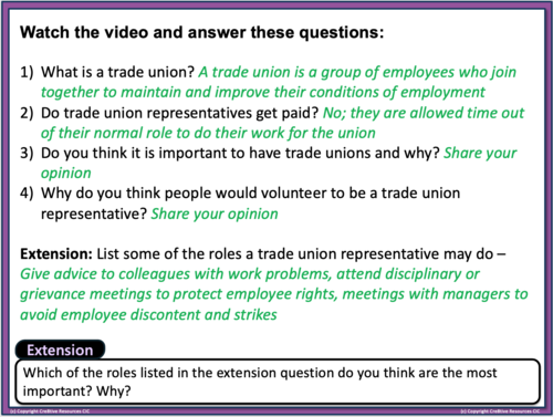 Striking and Trade unionism | Teaching Resources
