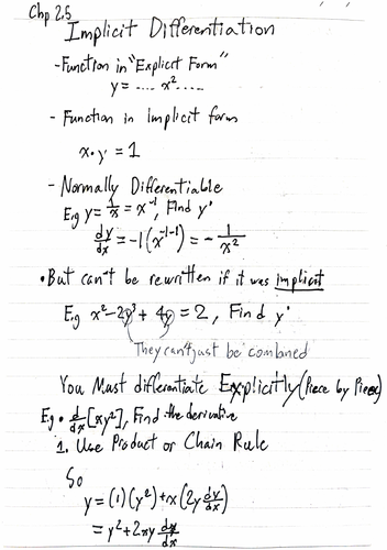 Introduction to Implicit Differentiation Handwritten AP Calculus Notes ... Introduction to Implicit Differentiation Handwritten AP Calculus Notes ...