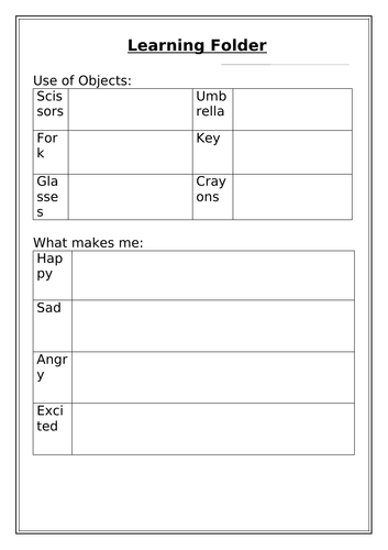 EYFS Learning Folder | Teaching Resources