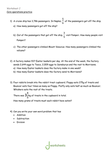 Core operations problem solving (set of worksheets) | Teaching Resources