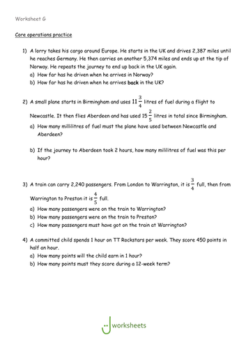 Core operations problem solving (set of worksheets) | Teaching Resources