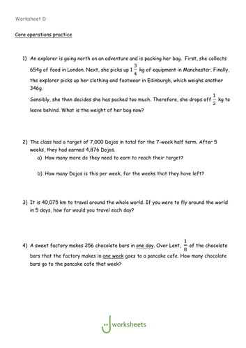 Core operations problem solving (set of worksheets) | Teaching Resources