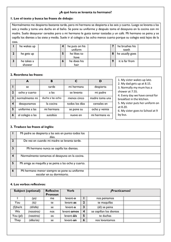 Daily Routine KS3 Spanish | Teaching Resources