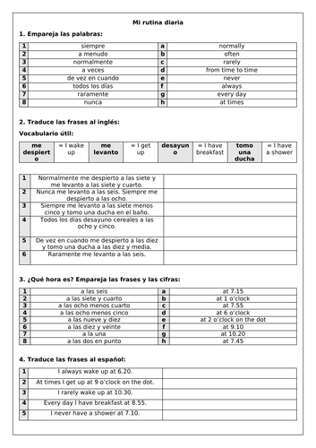 Daily Routine KS3 Spanish | Teaching Resources