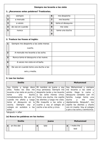 Daily Routine KS3 Spanish | Teaching Resources