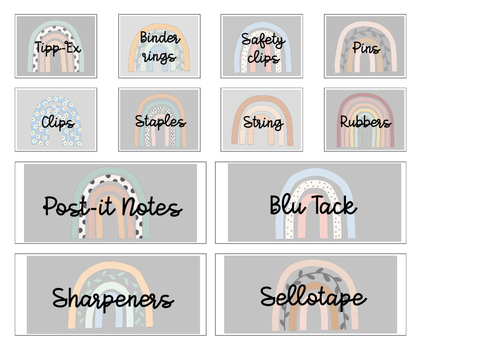 Boho Neutral Rainbow Toolkit Drawer Labels | Teaching Resources